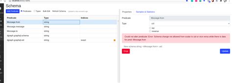 Schema Change Not Allowed From Scalar To Uid Or Vice Versa While There