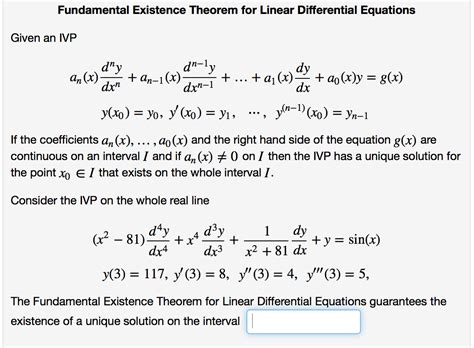 Solved The Fundamental Existence Theorem For Linear