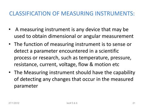 Classification Of Measuring Instruments In Metrology At Naomi Marshall Blog