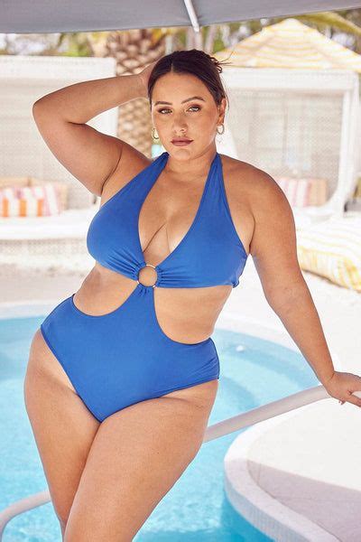 Blue Cut Out One Piece Swimsuit With Ring Detail In 2024 One Piece