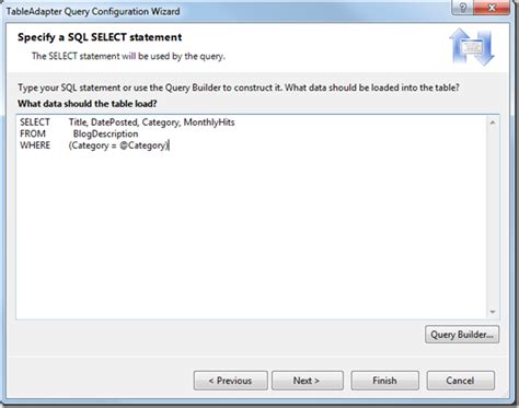 Adonet Parameterized Query Adding A User Selected Filter Ged Meads Blog Vbcity The