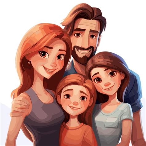 Família Homem Mulher Menina Menina Vetor Em Fundo Branco Vetor Premium