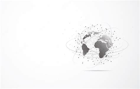 글로벌 네트워크 연결 세계 지도 포인트 및 글로벌 비즈니스 벡터 일러스트 레이 션의 라인 구성 개념 프리미엄 벡터