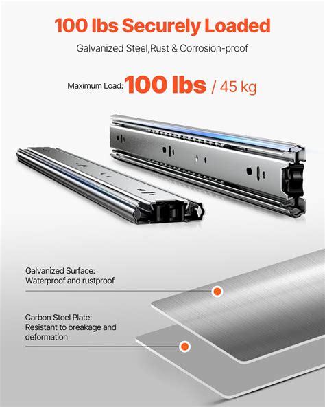 Vevor Drawer Slides 18 Inch 10 Pairs Full Extension Ball Bearing