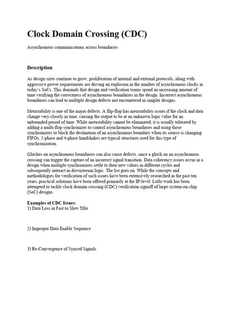 Clock Domain Crossing Pdf System On A Chip Computer Engineering
