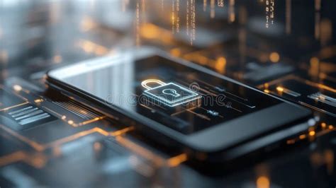 Smartphone Secured With Digital Lock Symbol On Futuristic Technological