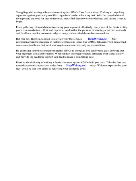 Thesis Statement Against Gmo Pdf Genetically Modified Organism Genetic Engineering