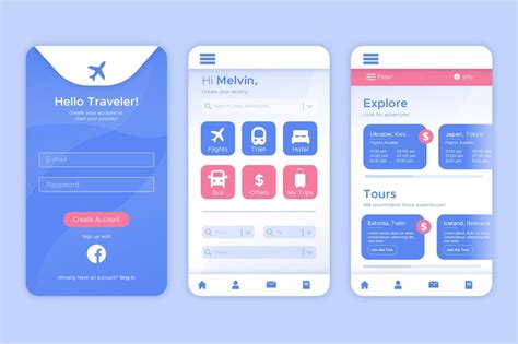 3 페이지 검색창 앱 Ui 이미지 Freepik에서 무료 다운로드