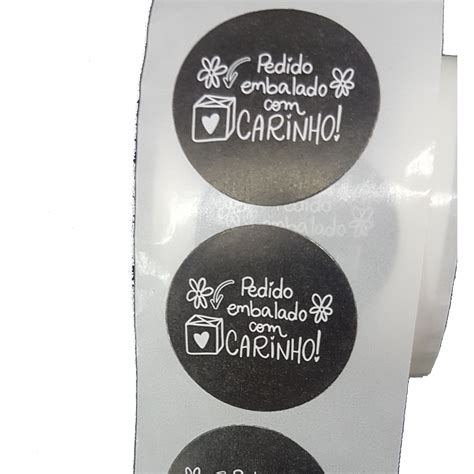 Etiquetas Adesiva Pedido Embalado Carinho Preto Shopee Brasil