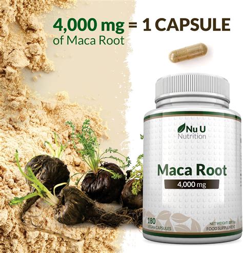 Maca Root Capsules 4000mg 180 Vegan Capsules High Strength Peruvian