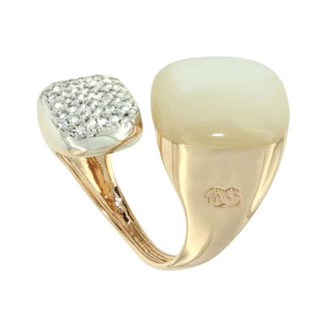 Rose Gold Pink Mother Of Pearl Diamond Ring At 1stdibs Mother Of