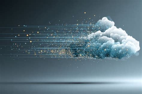 Cloud Computing Icon Displaying Motion With Particles And Abstract Clouds Illustrating Digital