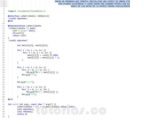 POO Objective C El Doble De Una Matriz Tutorias Co