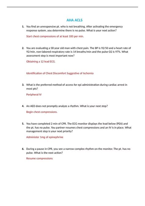 AHA ACLS Written Test 2023 AHA ACLS Stuvia US
