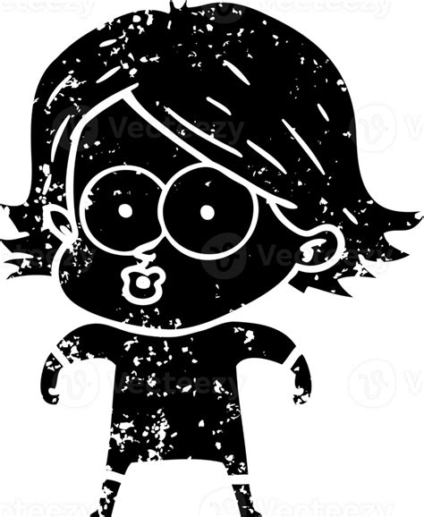 Cartoon Girl Pouting Distressed Icon 45443667 Png