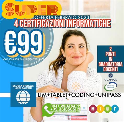 PACCHETTO 4 CERTIFICAZIONI INFORMATICHE LIM TABLET CODING