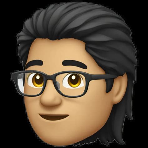 Dark Hair Mullet And Round Glasses Side View Emoji Ai Emoji Generator