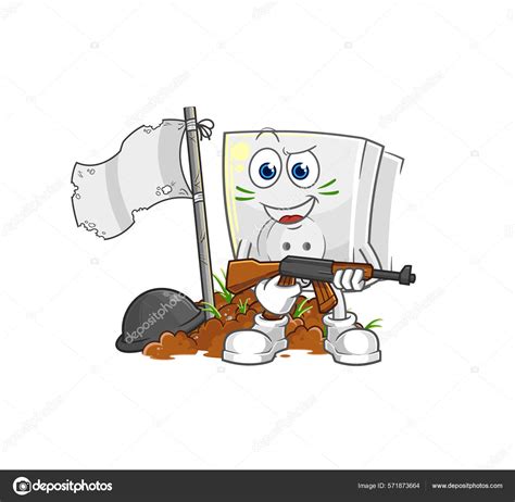 Electric Socket Army Character Cartoon Mascot Vecto Stock Illustration