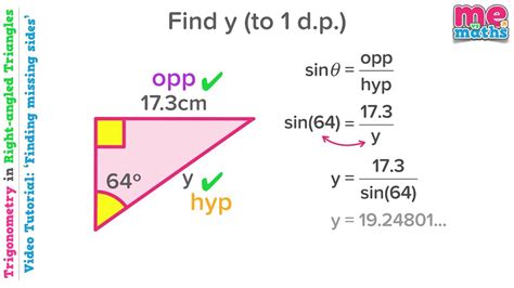 Finding Sides Trigonometry In Right Angled Triangles Sohcahtoa Tutorial Revision 3 5