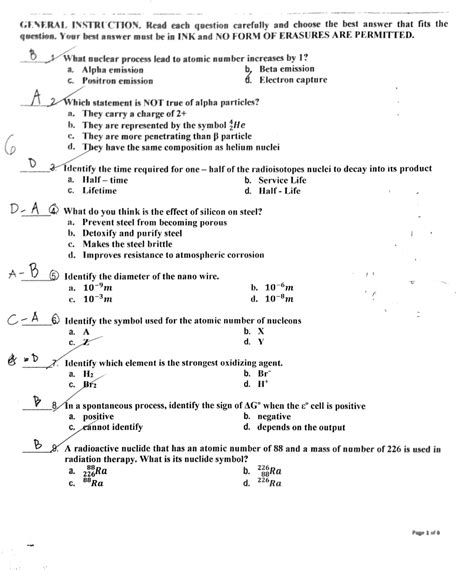 Midterm Exam In Chemistry For Engineers Bachelor Of Electronics And