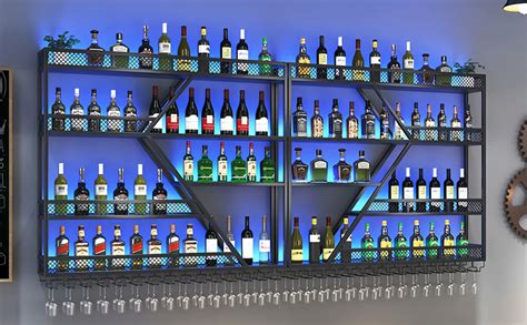 7994118 Metal Wine Rack Wall Mounted Modern Bar Shelves