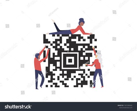 People Building Qr Code Related Vector Stock Vector Royalty Free
