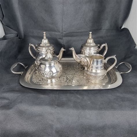 중동빈티지 중동엔틱 모로코 찻주전자세트 티포트 트레이