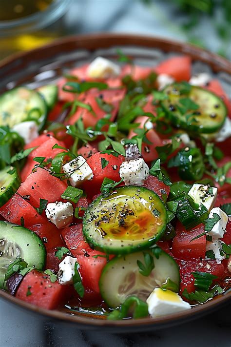 Watermelon Feta Cucumber Salad Mmmrecipes Easy And Delicious Recipes
