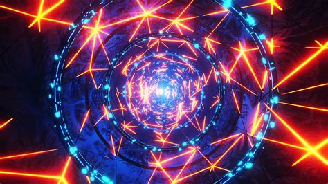 Flying Through A Neon Tunnel With Rings Infinitely Looped Animation 15519881 Stock Video At