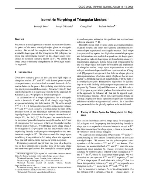 Pdf Isometric Morphing Of Triangular Meshes