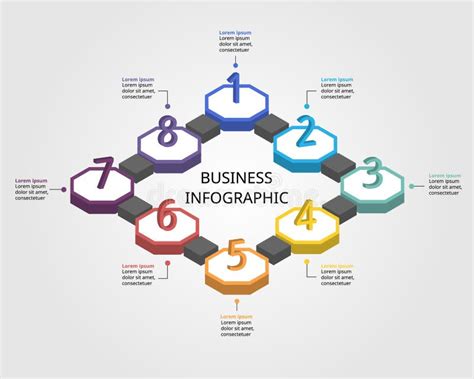 Octagon Step Chart Template For Infographic For Presentation For 8