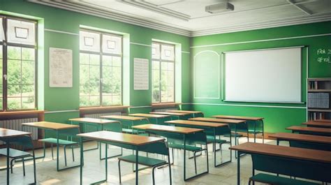 Spacious Modern Classroom Interior With Sunlight Premium Ai Generated