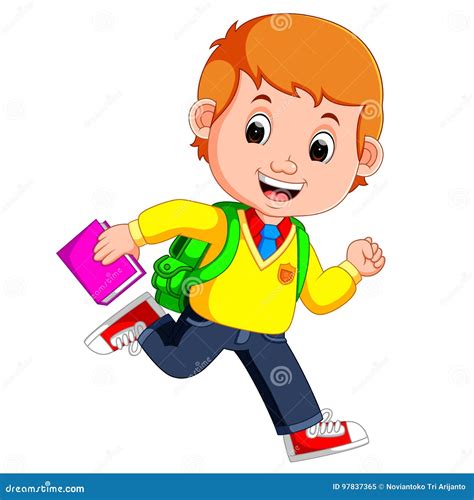 El Muchacho Lindo Va A La Historieta De La Escuela Ilustración Del