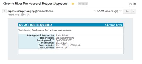 opt in to pre approval email notifications chrome river help center