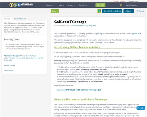 Galileos Telescope Oer Commons