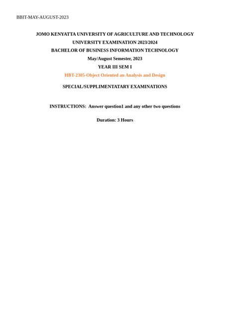 hbt 2305 object oriented analysis and design special supp pdf