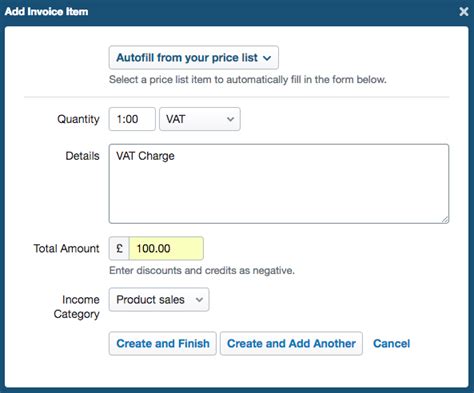 Create A VAT Only Invoice FreeAgent