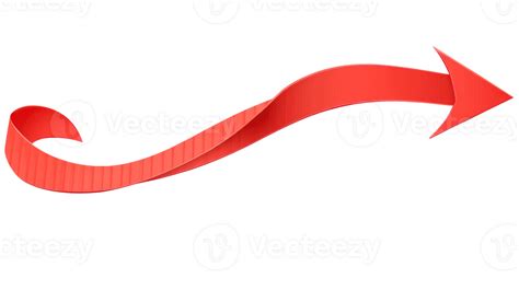 Curved Red Arrow With A Three Dimensional Appearance Pointing To The