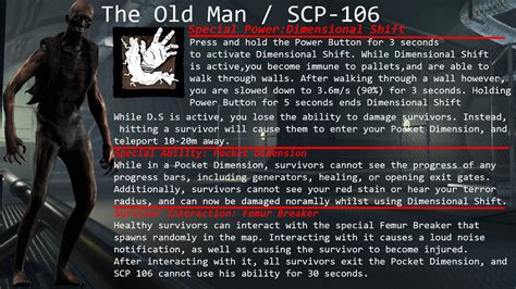 [killer Idea] Scp 106 The Old Man R Deadbydaylight