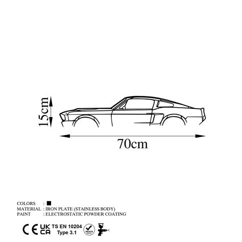 WALLXPERT Zidna Dekoracija 1967 Ford Mustang Shelby GT500 Silhouette