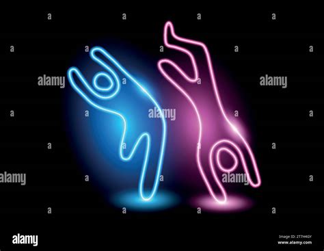 Vector Illustration Of A Dancing Neon Figures Stock Vector Image And Art