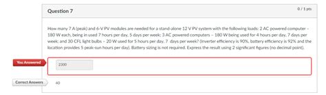 solved how many 7 a peak and 6 v pv modules are needed for