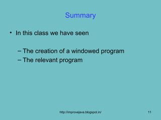 Creating A Windowed Program PPT