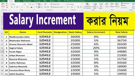 How To Make Salary Increment Sheet In Excel Salary Increment Formula In Excel Salary