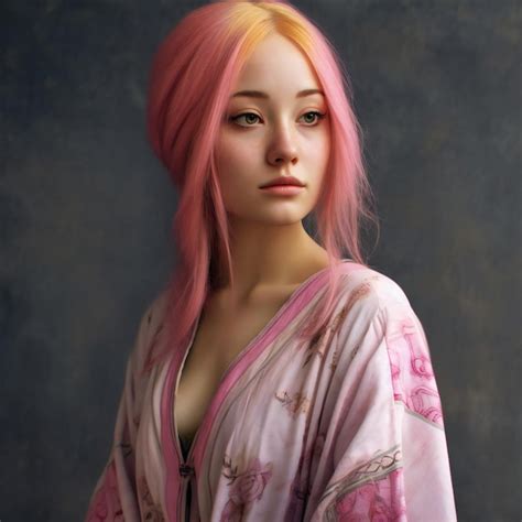 Premium Ai Image Portrait Of A Beautiful Girl With Pink Hair On A