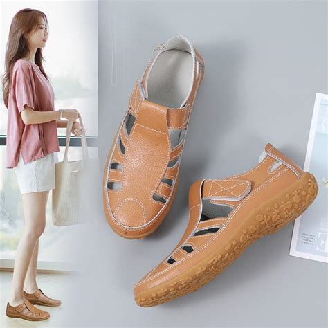 Купити Жіночі босоніжки Основи літа Мері Джейн Пляжне дихаюче взуття на плоскій підошві Закритий