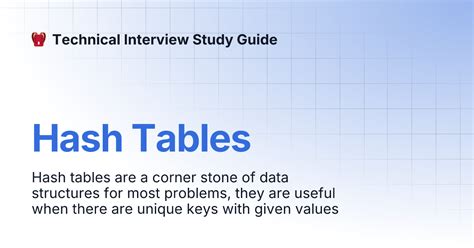 Hash Tables Technical Interview Study Guide