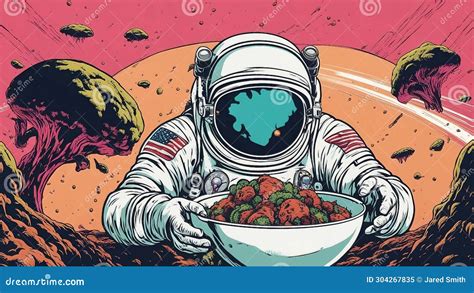 Astronaut Monster Eats Mars Greed And Hunger Of Mankind Concept Vector Illustration