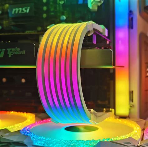 Pc Case Psu Extension Argb Cable Neon Color Line Argb Streamer Motherboard 24pin Graphics Card