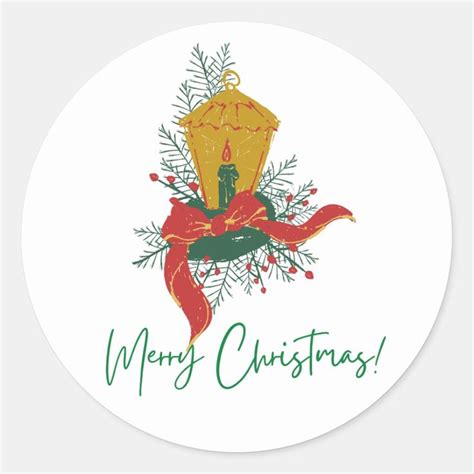 Merry Christmas Classic Round Sticker Zazzle